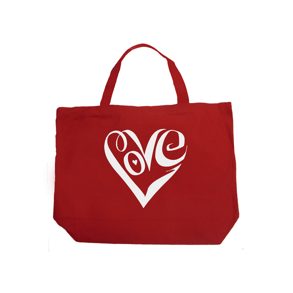 LA Pop Art | Bags | Large Word Art Tote Bag Script Love Heart | Poshmark